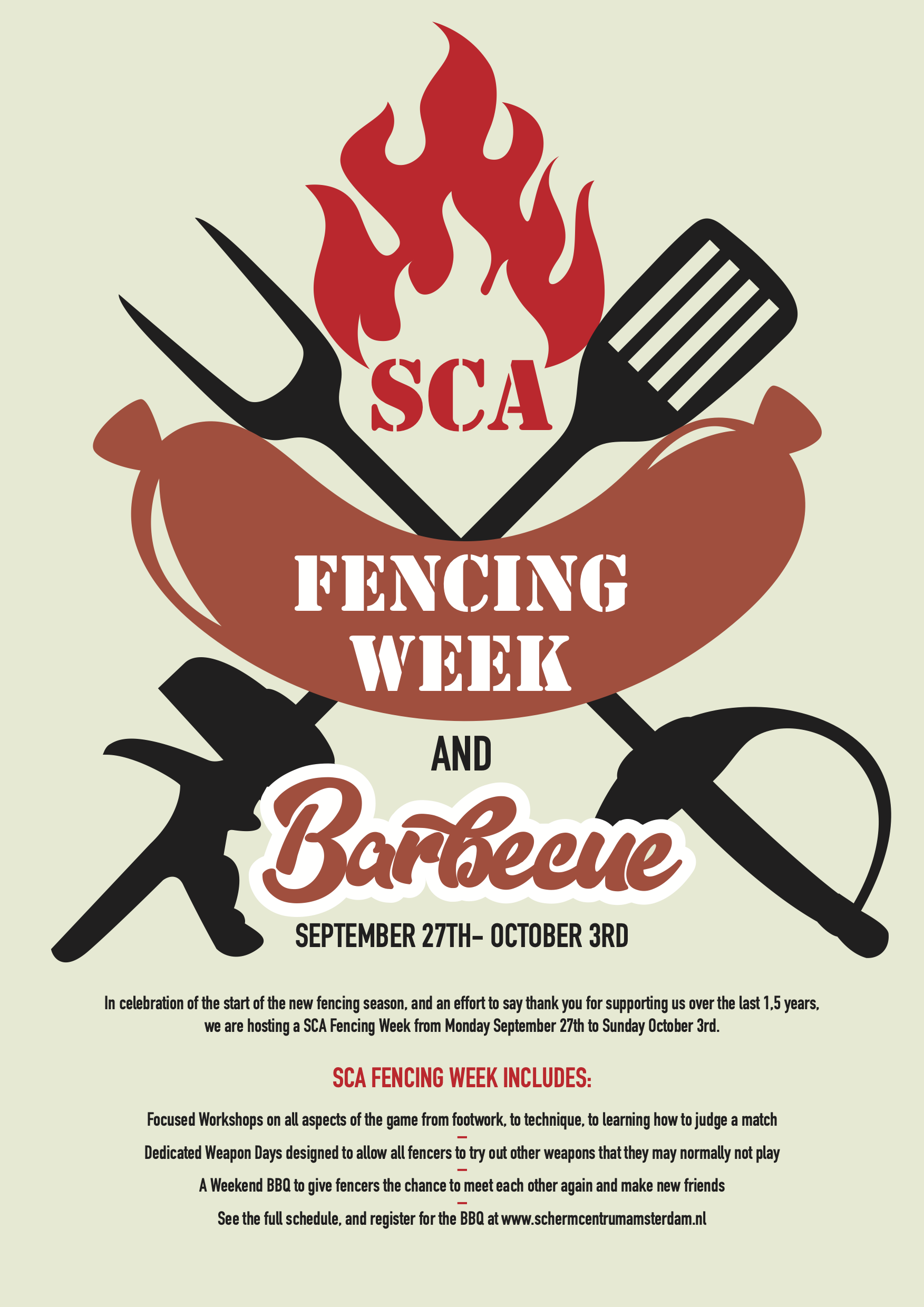 SCA Schermweek & BBQ Sept 27- Oct 3 - SchermCentrum Amsterdam